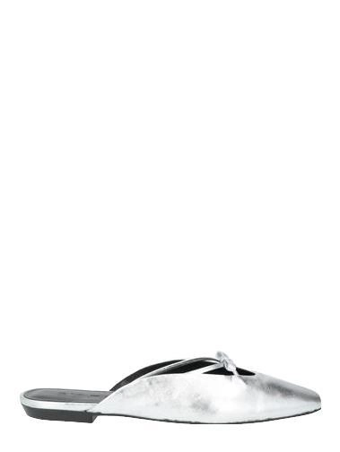 By Far Metallic Leather Mules With Bow Detailing - Silver