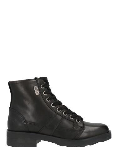O.X.S. Leather Lace-up Ankle Boots With Block Heel - Black