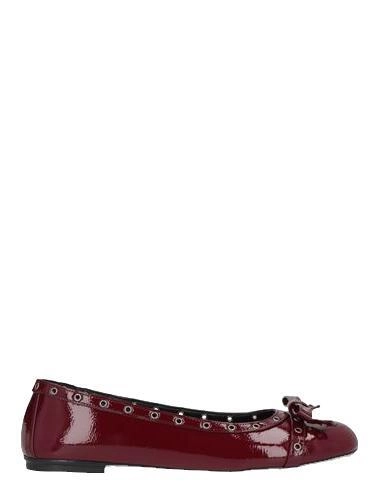 NILA & NILA Synthetic Material Patent-effect Bow-detailed Ballerina Flats - Red