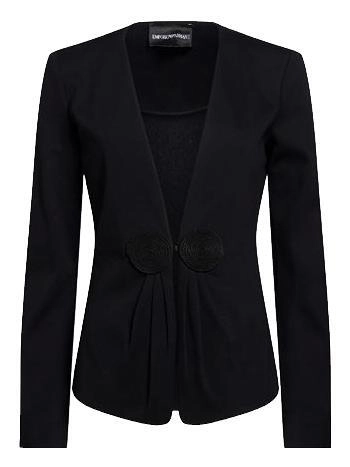 Emporio Armani Single-breasted Embellished Blazer - Black
