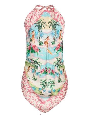 19.70 NINETEEN SEVENTY Sleeveless Silk Peplum Top - Pink