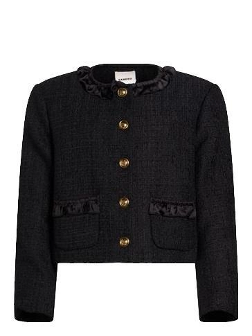 Sandro Tweed Ruffle Jacket - Black