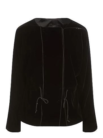 Emporio Armani Velvet Jacket With Drawstring Waist - Black