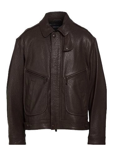 Emporio Armani Chocolate Lambskin Casual Jacket - Brown