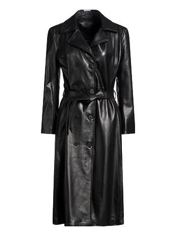 STREET LEATHERS Leather Trench Coat - Black