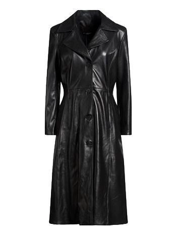 STREET LEATHERS Leather Overcoat - Black
