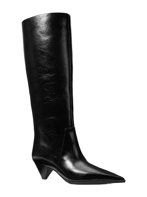 Michael Kors Jayla Crinkled Leather Knee-high Boots - Black
