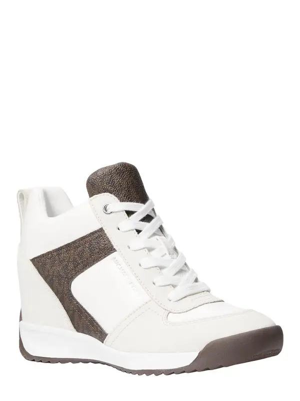 Michael Kors Nikko S2 Suede And Leather Wedge Trainer - Brown