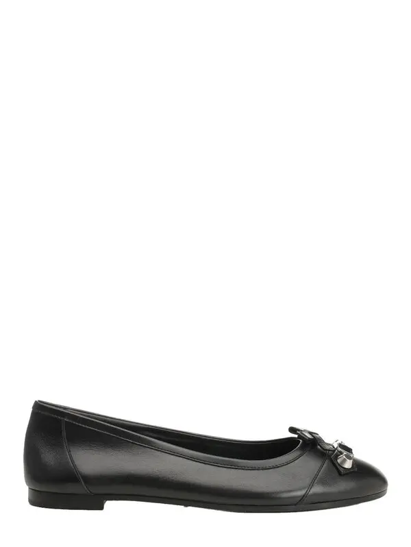 Balenciaga Leather City Up Ballerina Flats - Black