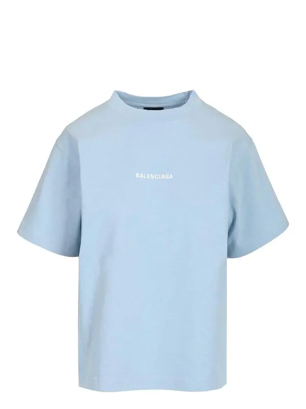 Balenciaga Logo Embroidered T-shirt - Blue