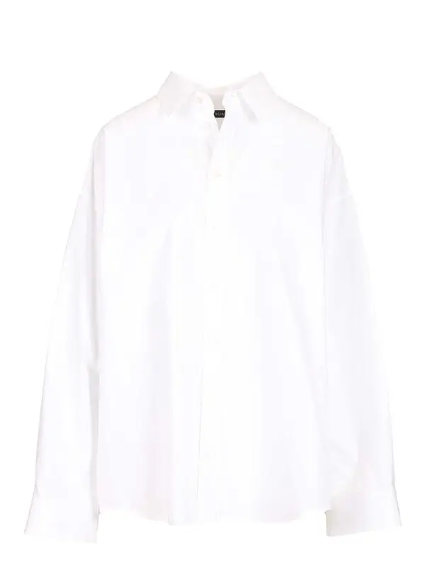 Balenciaga Cotton Blend Oversized Long Sleeve Shirt - White
