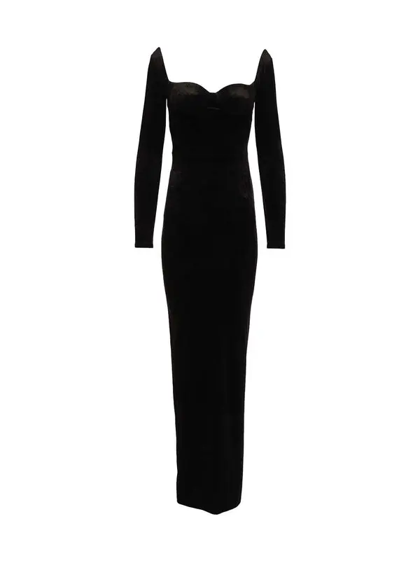 Balenciaga Off-the-shoulder Long Sleeve Maxi Dress - Black