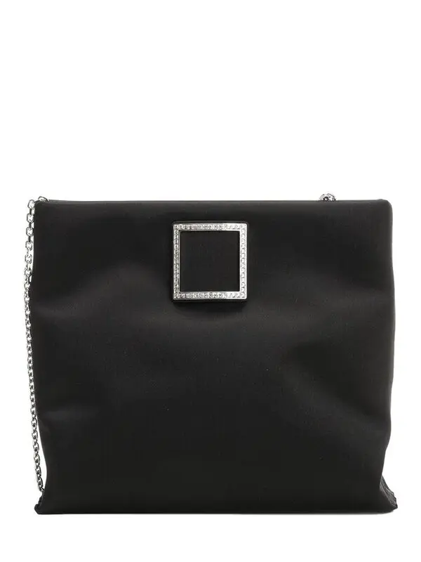 ROGER VIVIER Satin Trompette Bag With Crystal Buckle - Black