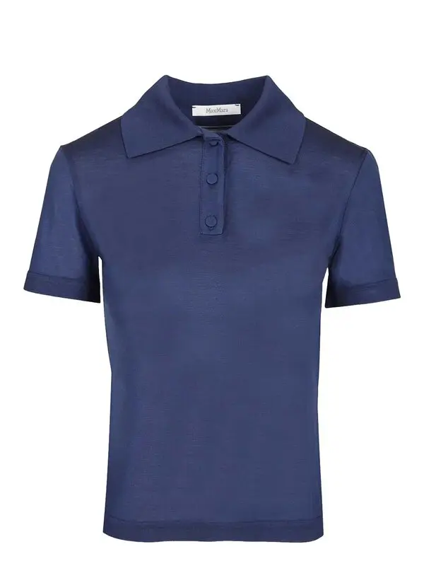 Max Mara Silk Jersey Polo Shirt - Blue