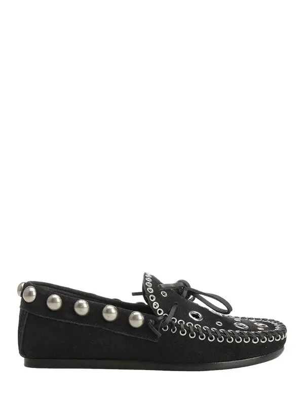 Isabel Marant Étoile Suede Eyelets Moccasins - Black