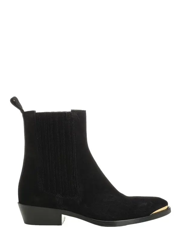 Isabel Marant Étoile Suede Ankle Boots With Silver Tone Metal Detail - Black