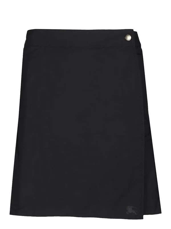 Burberry Pleated Wrap Mini Skirt With Equestrian Knight Design - Blue