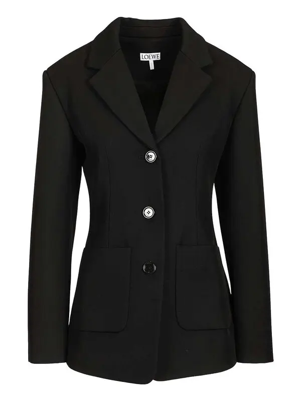 Loewe Wool Twill Fitted Waist Jacket - Black