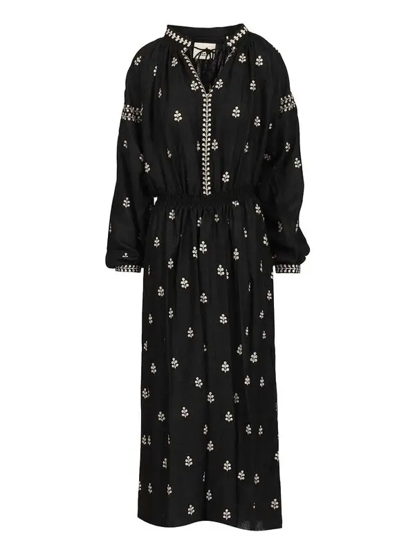 Isabel Marant Étoile Tussar Silk Embroidered Dress - Black