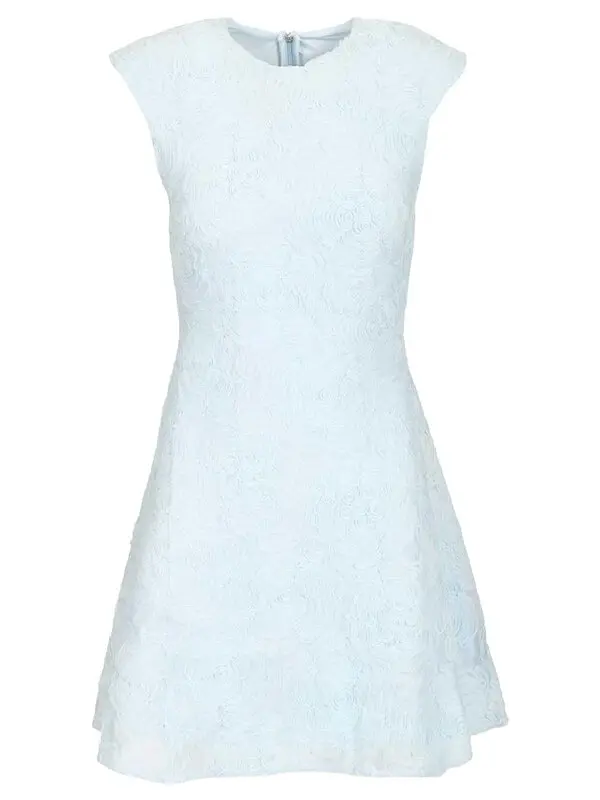 ROTATE BY BIRGER CHRISTENSEN Sleeveless Mesh Mini Dress With Floral Pattern - Blue