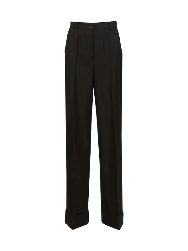 Dolce & Gabbana Wool Gabardine Trousers - Black