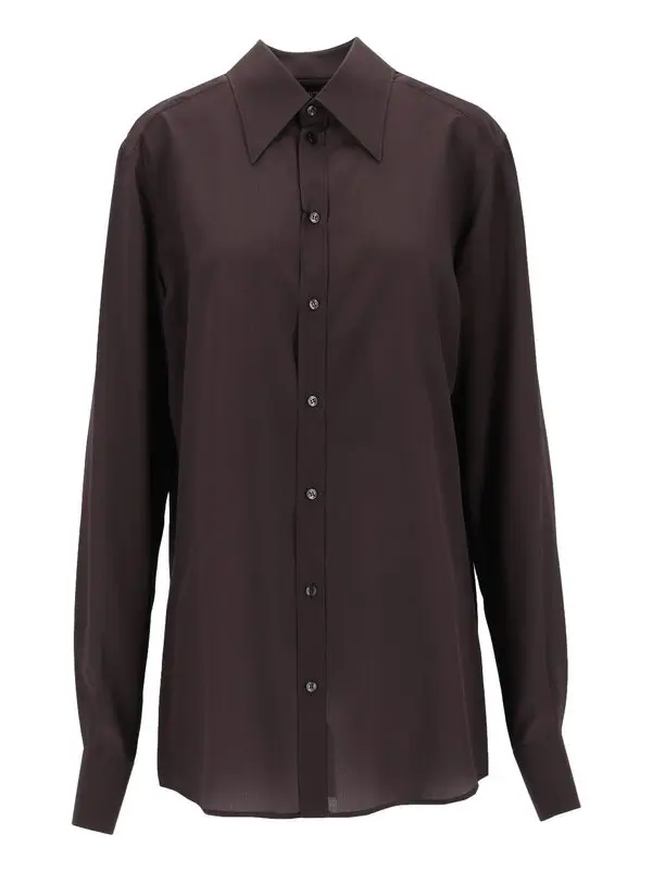 Dolce & Gabbana Shirt In Silk Crêpe De Chine - Brown