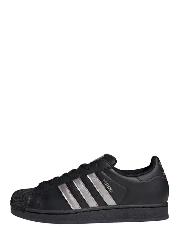 Adidas Superstar Messi Lace-up Sneakers - Core Black/silver Metallic/pure Ruby