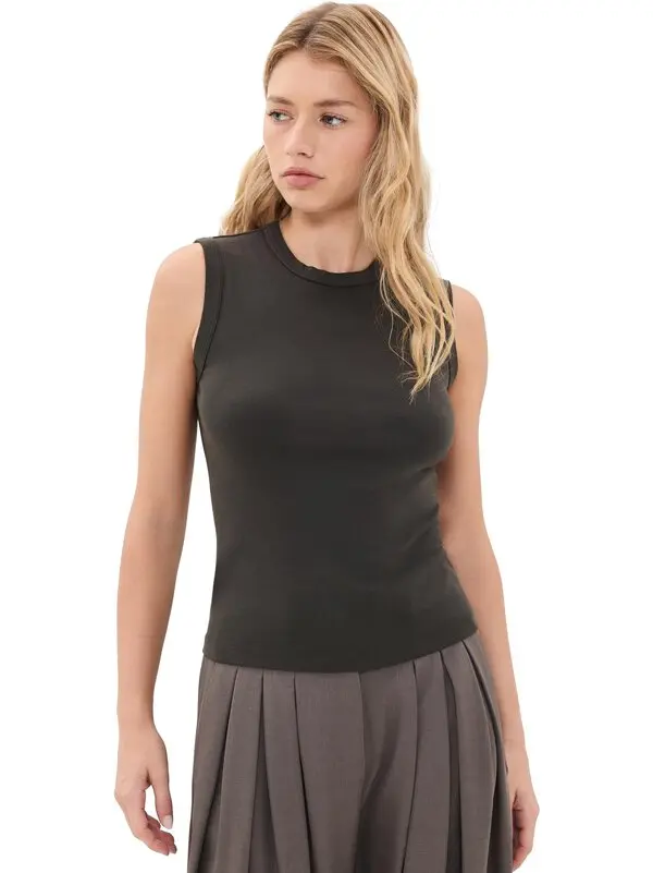 Enza Costa Supima Cotton Sleeveless Tee - Espresso