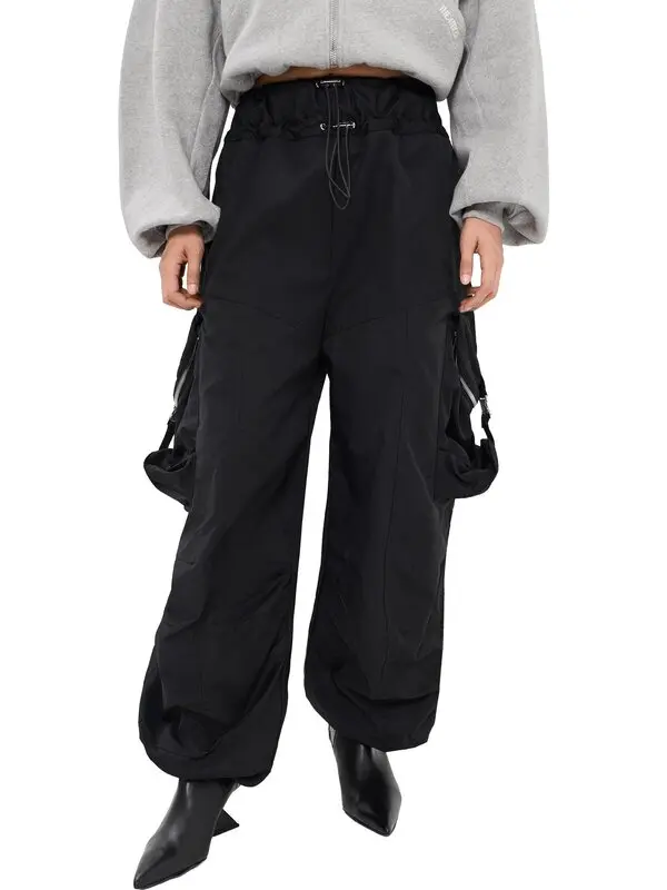 Attico Cargo Pants With Buckle Accents - Black