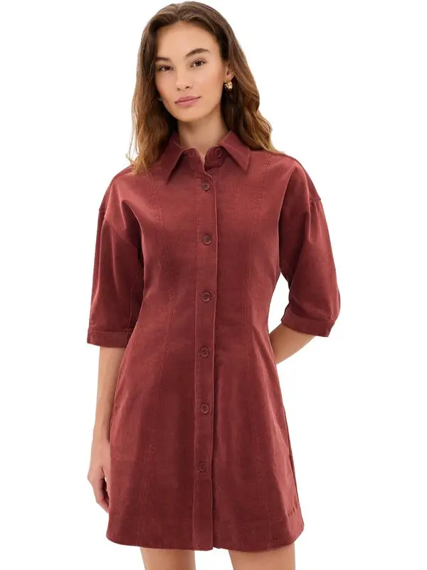 APIECE APART Luz Mini Dress In Corduroy - Cinnamon