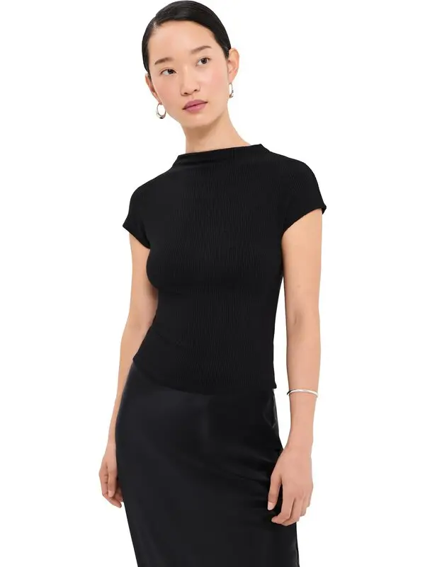 Sablyn Karlie Slit Neck Tee - Black