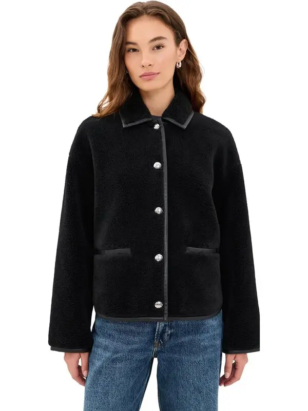 ANINE BING Camden Jacket With Faux Leather Trim - Black