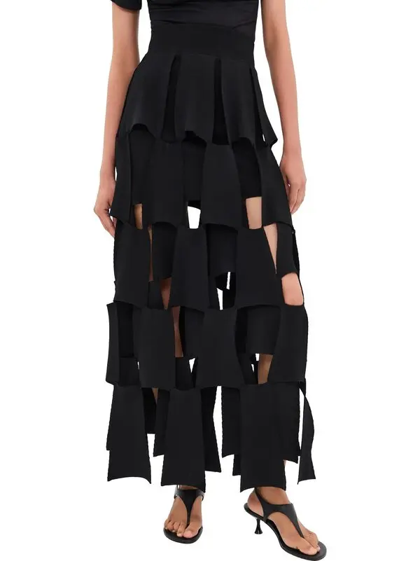 A.W.A.K.E. Mode Knitted Trapeze Skirt - Black