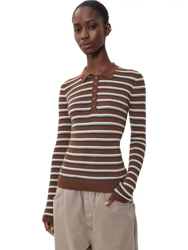 HERSKIND Milo Cashmere Knit Polo - Stripe