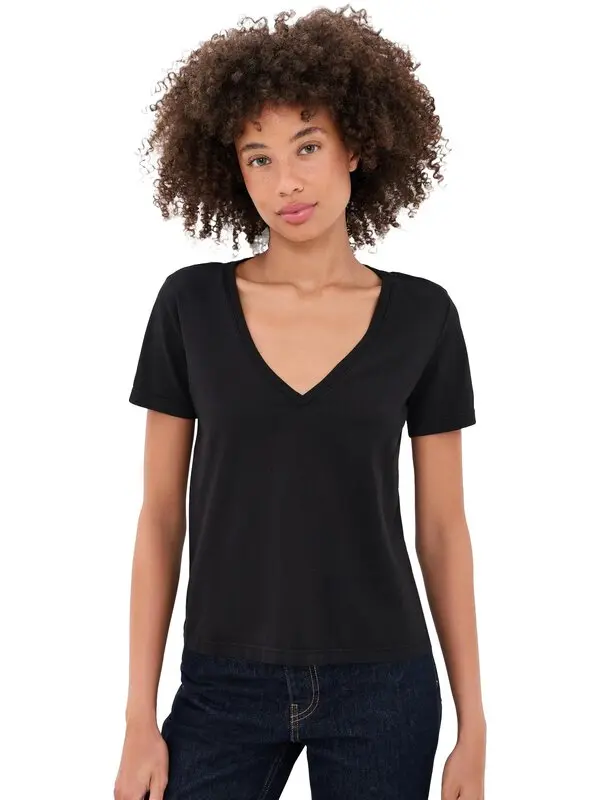 L'Agence Brianna V-neck T-shirt - Black