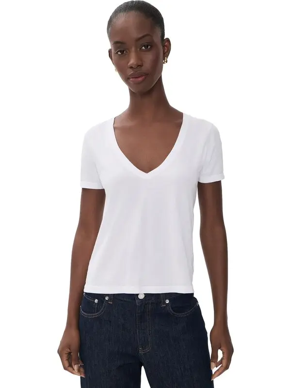 L'Agence Brianna V-neck T-shirt - White