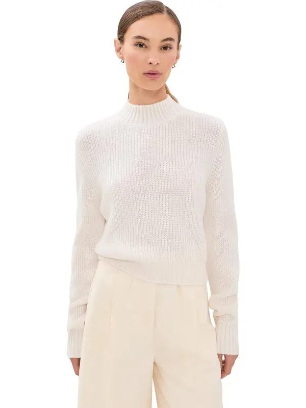 Le Kasha Chiba Cashmere Mock Neck Sweater - White