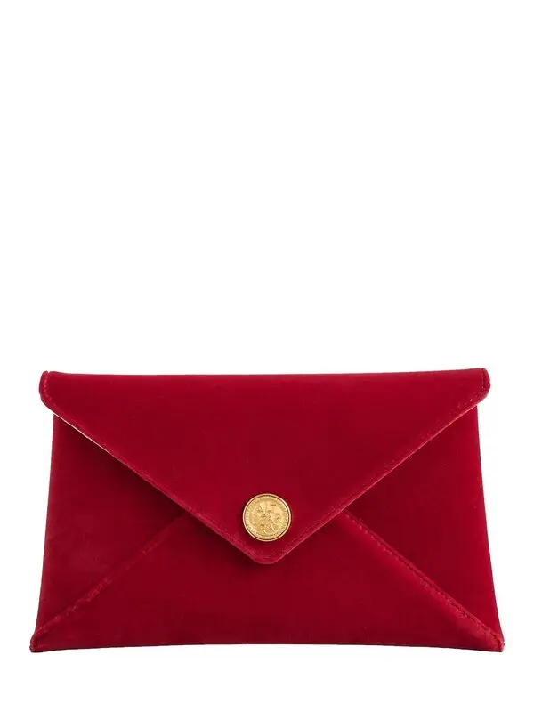 Altuzarra Velvet Envelope Clutch With Gold-tone Logo Emblem - Grenadine