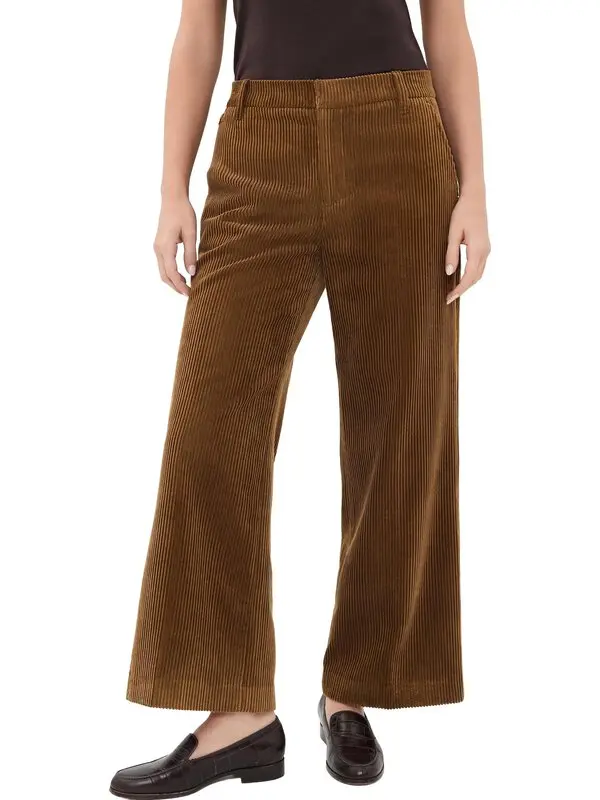 FRAME Corduroy Wide Leg Trousers - Hazelnut