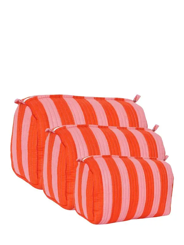 CYC The Striped Travel Set Three Coordinated Pouches - Pink