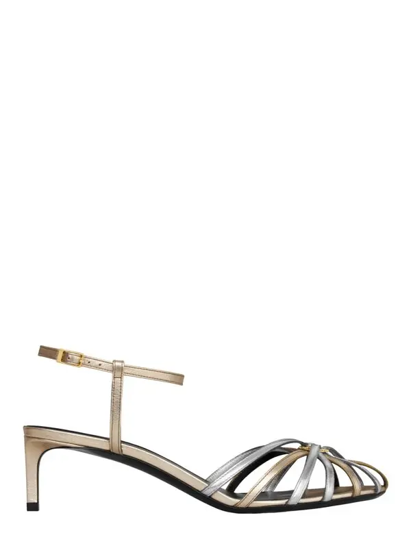 Celine Triomphe Sandal In Laminated Calfskin - Multicolor