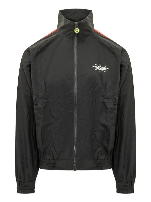 BARROW High-neck Zip-up Jacket With Printed Pattern - Black