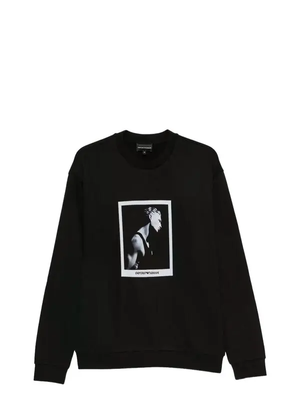 Emporio Armani Graphic Print Crewneck Sweatshirt - Black