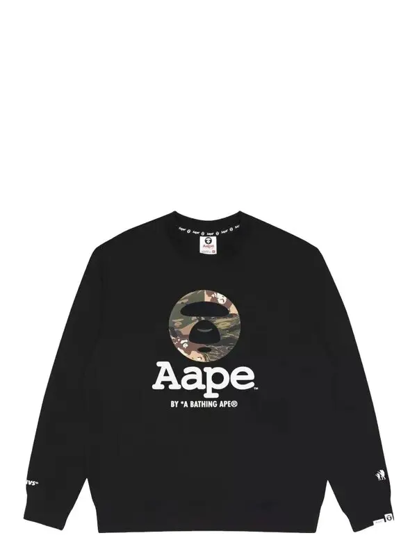 AAPE BY *A BATHING APE Moonface Camo-print Sweater - Black