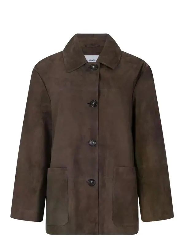 Max Mara Suede Spread Collar Jacket - Brown