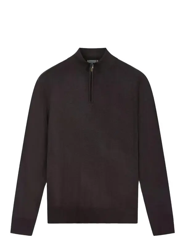 Canali Quarter-zip Knitted Sweater - Brown