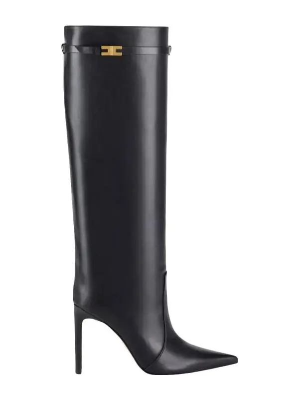 Elisabetta Franchi Buckled Knee High Boots - Black