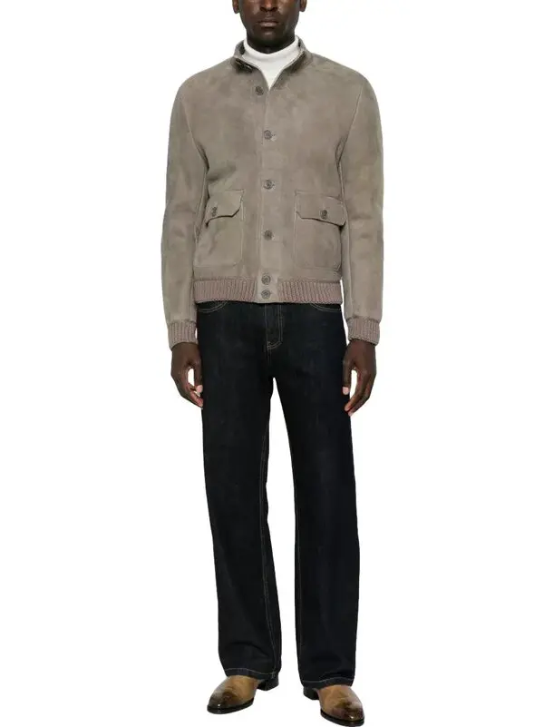 SALVATORE SANTORO Suede Bomber Jacket - Grey