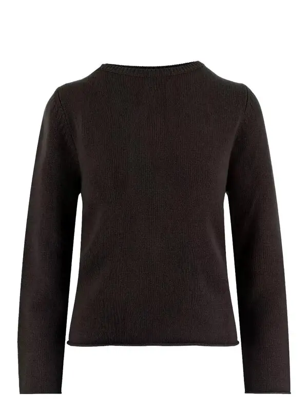 ALLUDE Cashmere Crew Neck Sweater - Brown