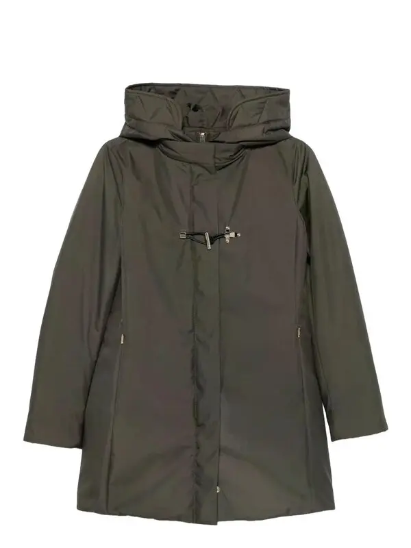 FAY Hooded Coat With Lobster-clasp Fastening - Grey